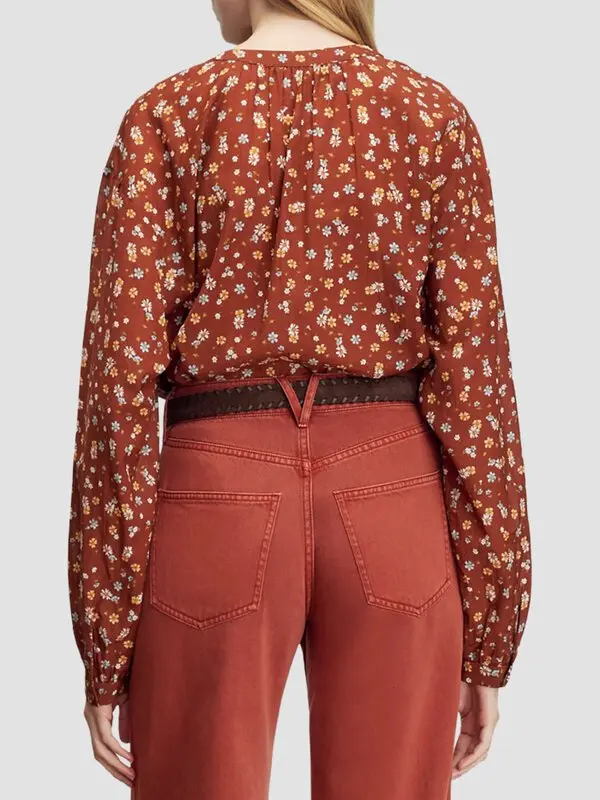 Veronica Beard Lollie Floral Pintuck Blouse
