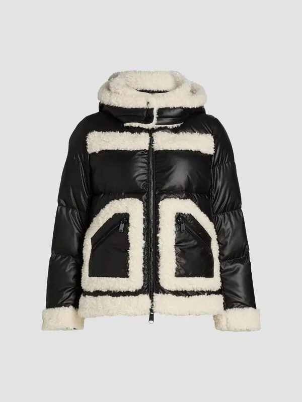 MERCER COLLECTIVE Faux-shearling-trim Down Puffer Coat - Black