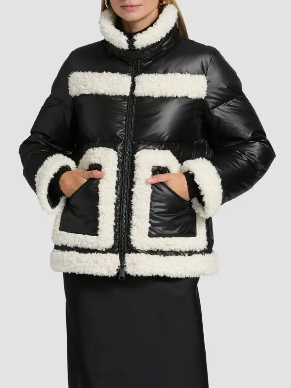 MERCER COLLECTIVE Faux-shearling-trim Down Puffer Coat - Black