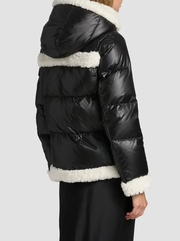 MERCER COLLECTIVE Faux-shearling-trim Down Puffer Coat - Black