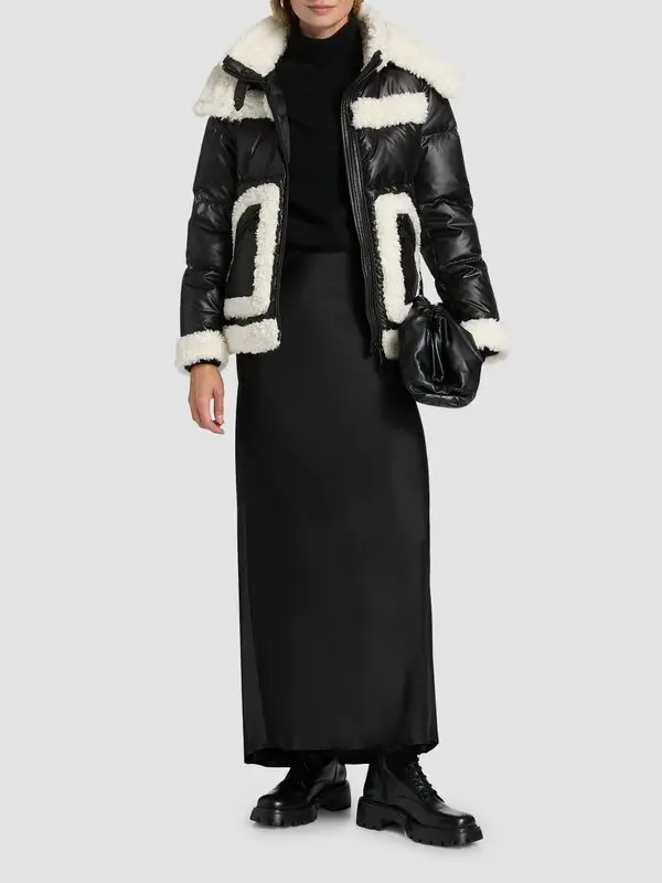 MERCER COLLECTIVE Faux-shearling-trim Down Puffer Coat - Black