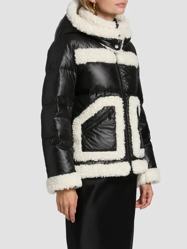MERCER COLLECTIVE Faux-shearling-trim Down Puffer Coat - Black