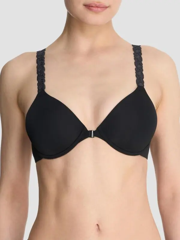 Natori Pure Luxe Convertible Front Close T-shirt Bra - Black