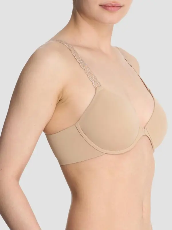 Natori Pure Luxe Convertible Front Close T-shirt Bra - Cafe