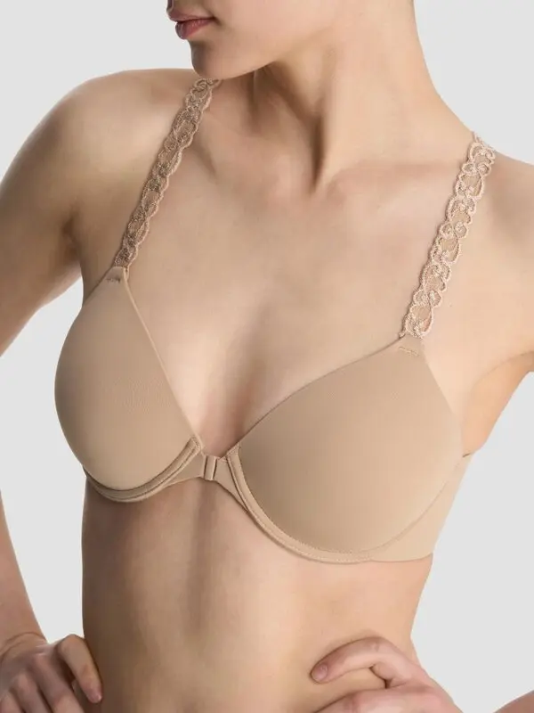 Natori Pure Luxe Convertible Front Close T-shirt Bra - Cafe