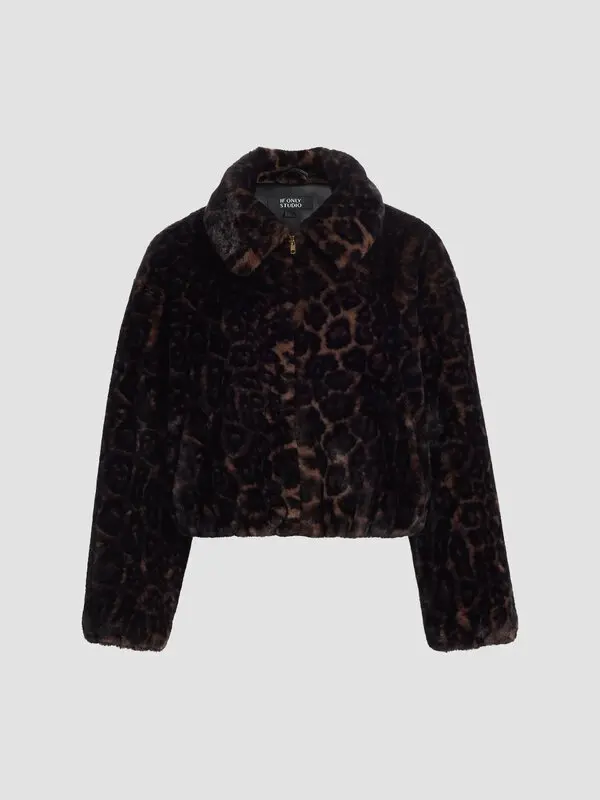 IF ONLY STUDIO Print Short Faux-fur Coat