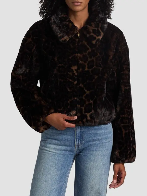 IF ONLY STUDIO Print Short Faux-fur Coat