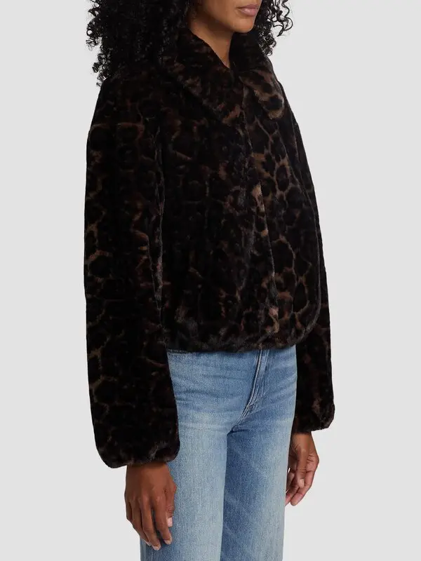 IF ONLY STUDIO Print Short Faux-fur Coat