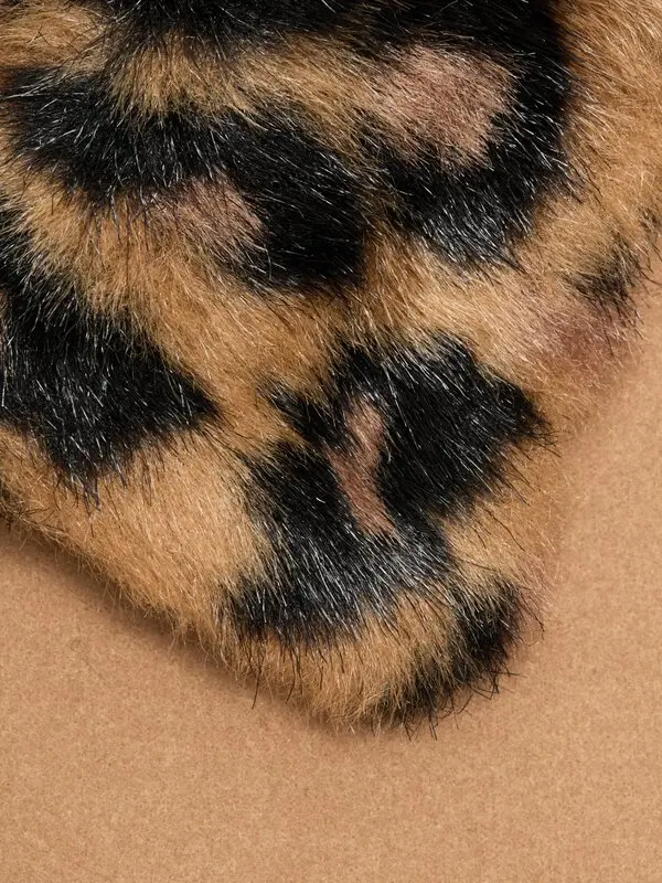 IF ONLY STUDIO Leopard-print Collar Faux-wool Jacket