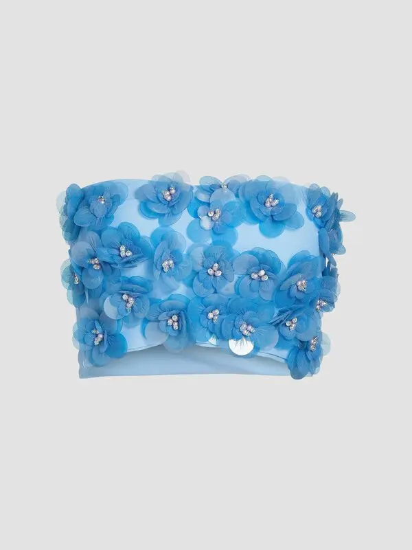 MARIANDREE GAITAN Emily Embellished Flower Bandeau Crop Top