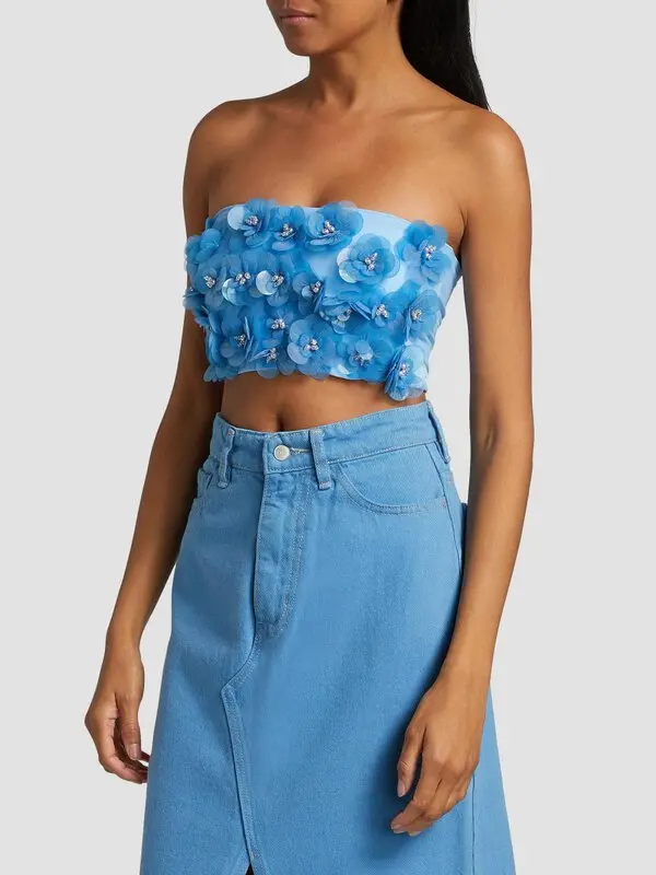 MARIANDREE GAITAN Emily Embellished Flower Bandeau Crop Top