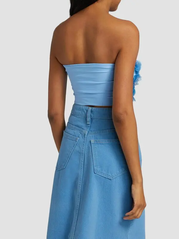 MARIANDREE GAITAN Emily Embellished Flower Bandeau Crop Top