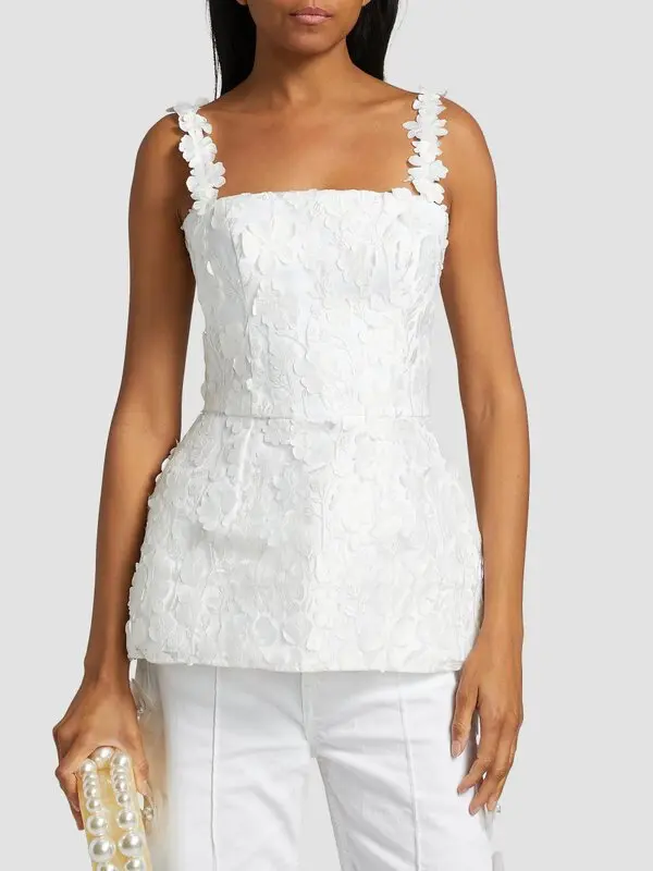 MARIANDREE GAITAN Marie Floral Lace Peplum Top