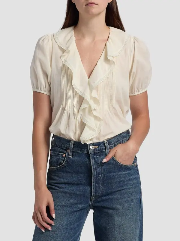 IF ONLY STUDIO Cotton Ruffled Top