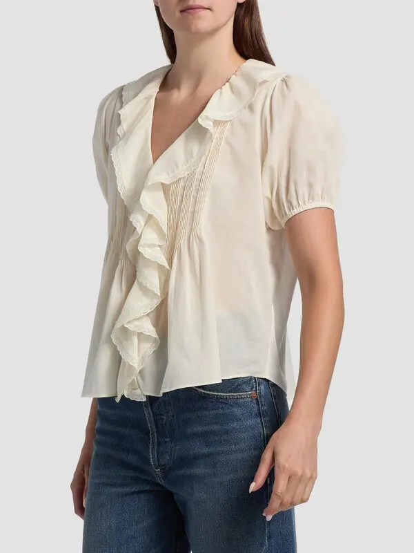 IF ONLY STUDIO Cotton Ruffled Top