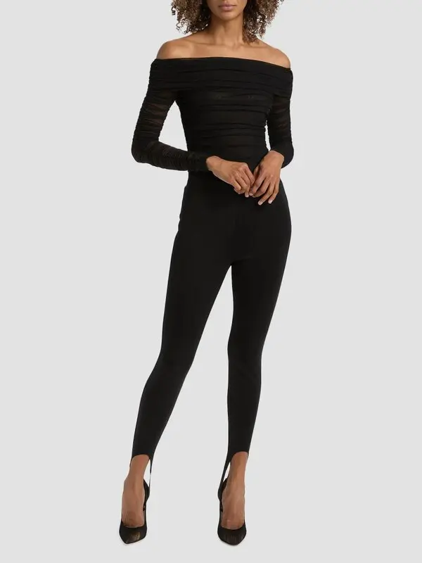 L'Agence Poppie Gathered Off-the-shoulder Bodysuit