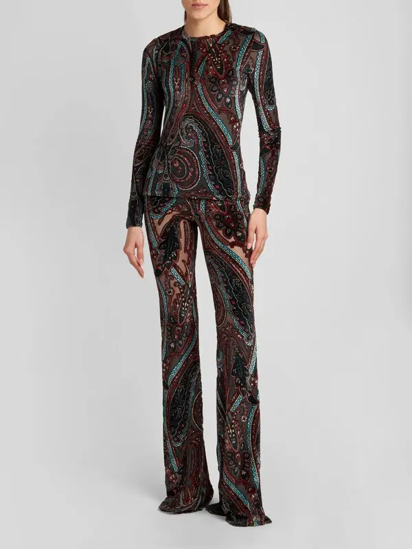 Etro Velvet Paisley Sheer Top