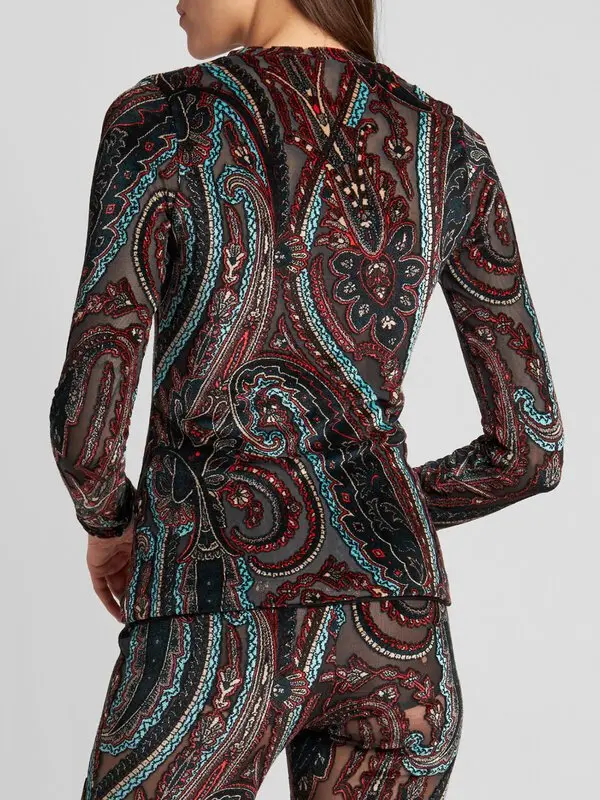 Etro Velvet Paisley Sheer Top