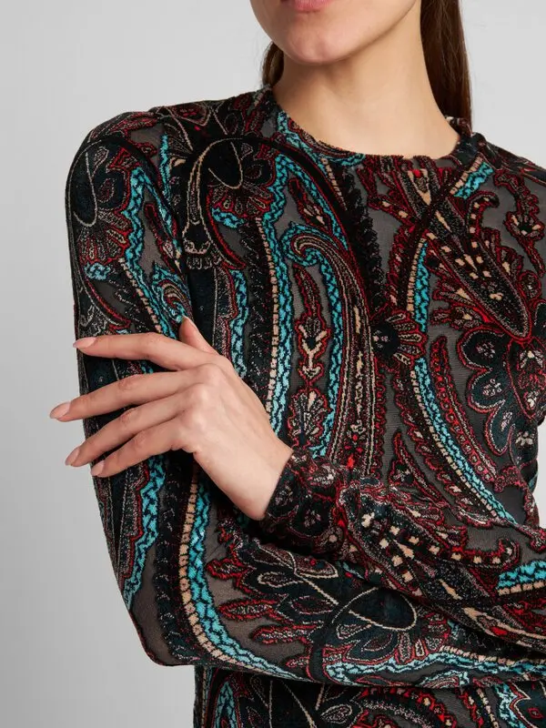 Etro Velvet Paisley Sheer Top