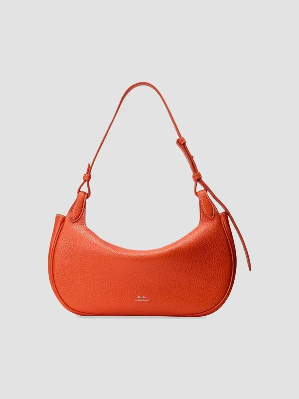 Polo Ralph Lauren Shiny Drum Leather Shoulder Bag - Orange