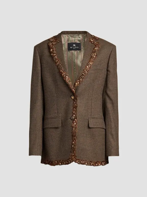 Etro Feather-trimmed Wool Blazer