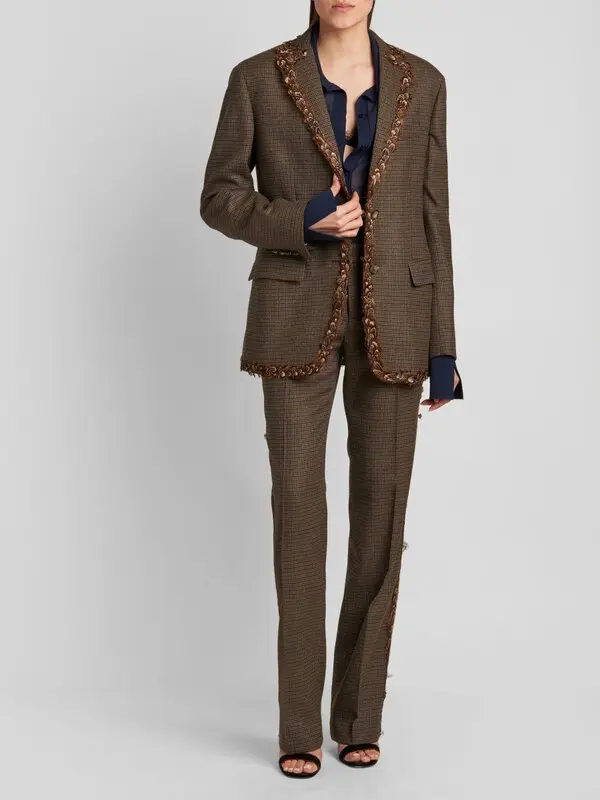 Etro Feather-trimmed Wool Blazer