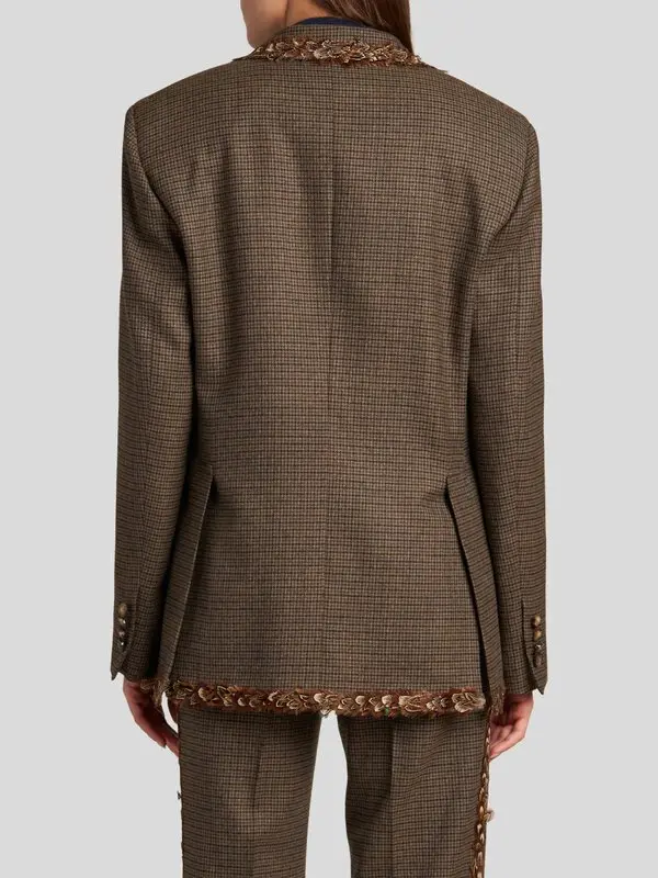 Etro Feather-trimmed Wool Blazer