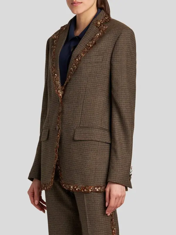 Etro Feather-trimmed Wool Blazer