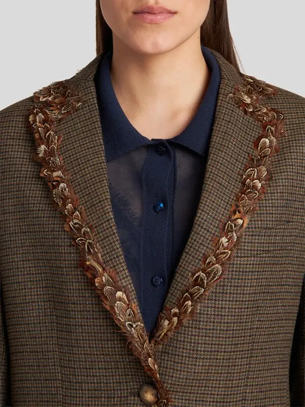 Etro Feather-trimmed Wool Blazer