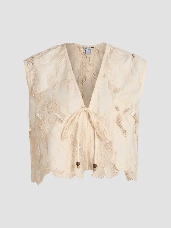 SABINA MUSAYEV Sorrento Guipure Lace Vest - Ivory