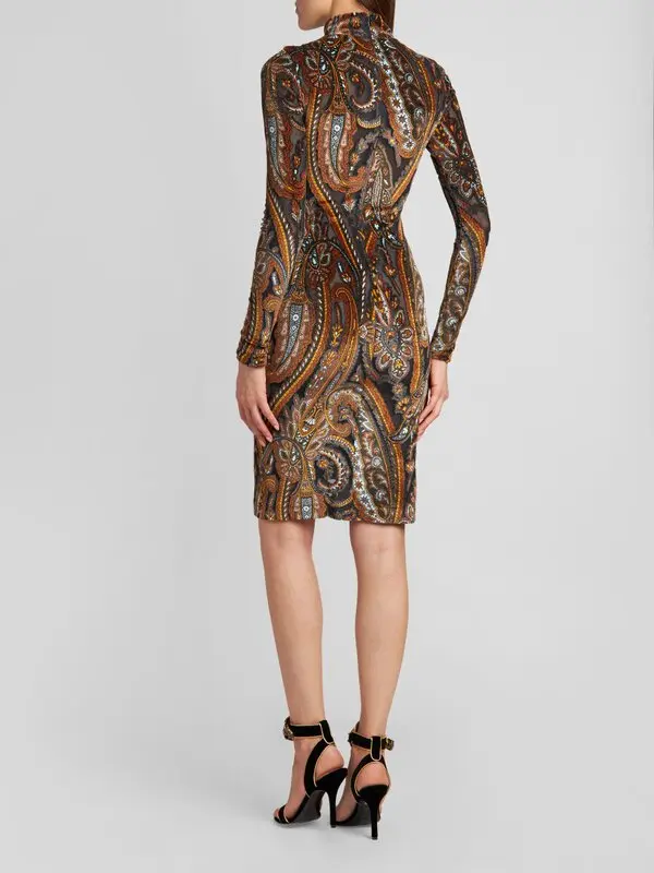 Etro Velvet Paisley Sheer Knee-length Dress - Multi