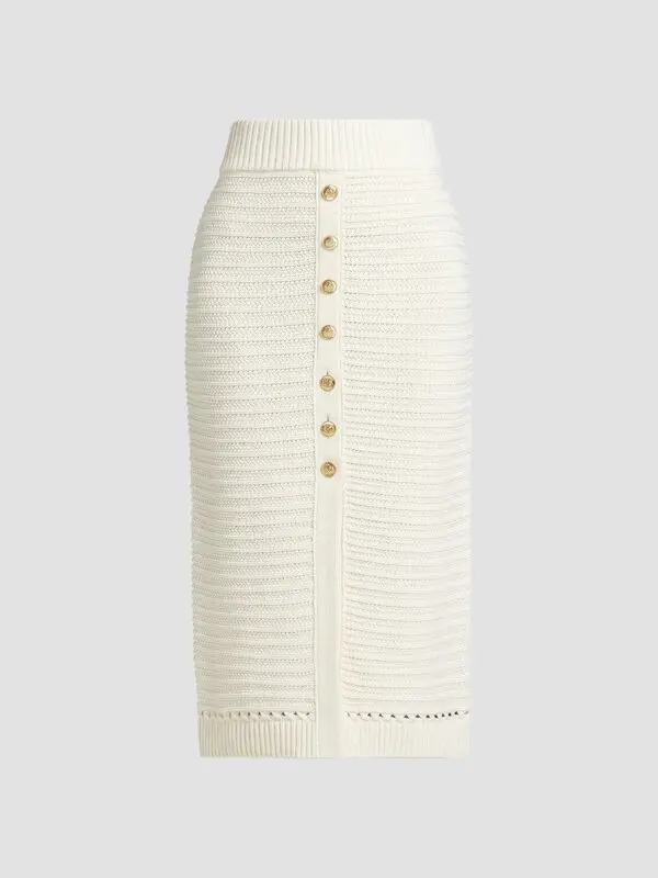 TOCCIN Tani Cotton Knit Button-front Midi-skirt