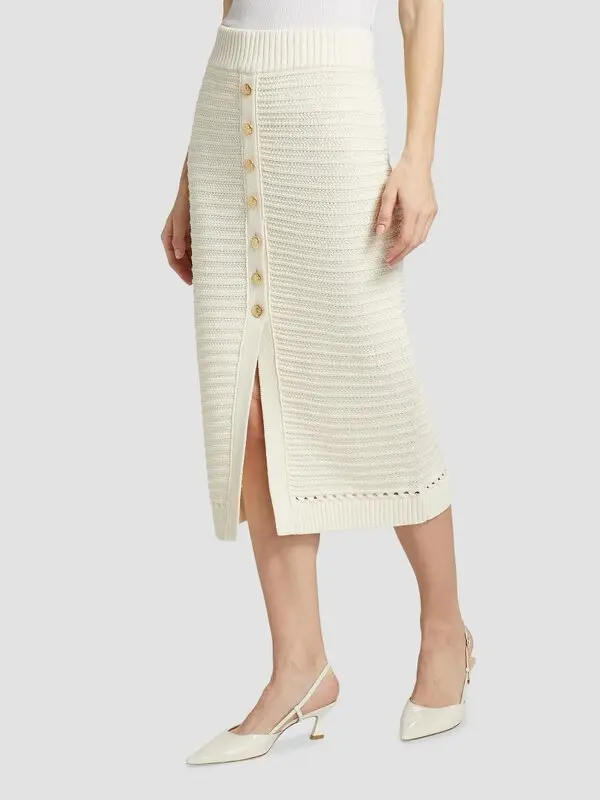 TOCCIN Tani Cotton Knit Button-front Midi-skirt