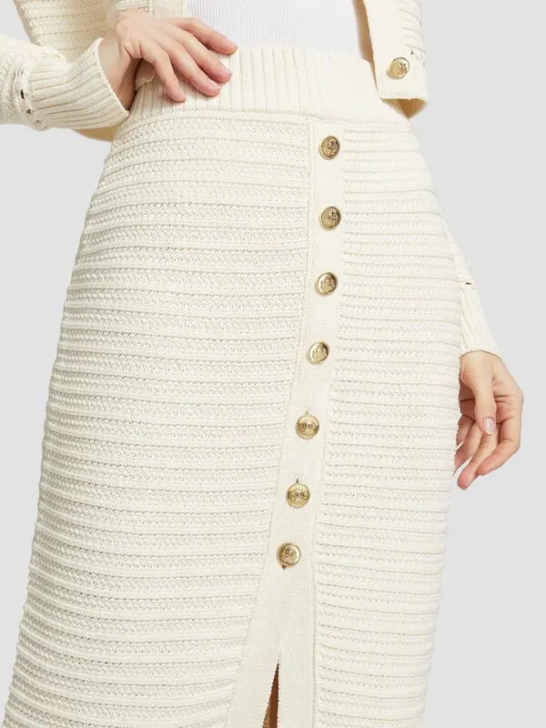 TOCCIN Tani Cotton Knit Button-front Midi-skirt