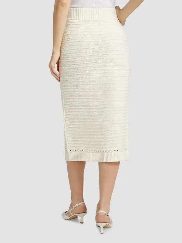 TOCCIN Tani Cotton Knit Button-front Midi-skirt