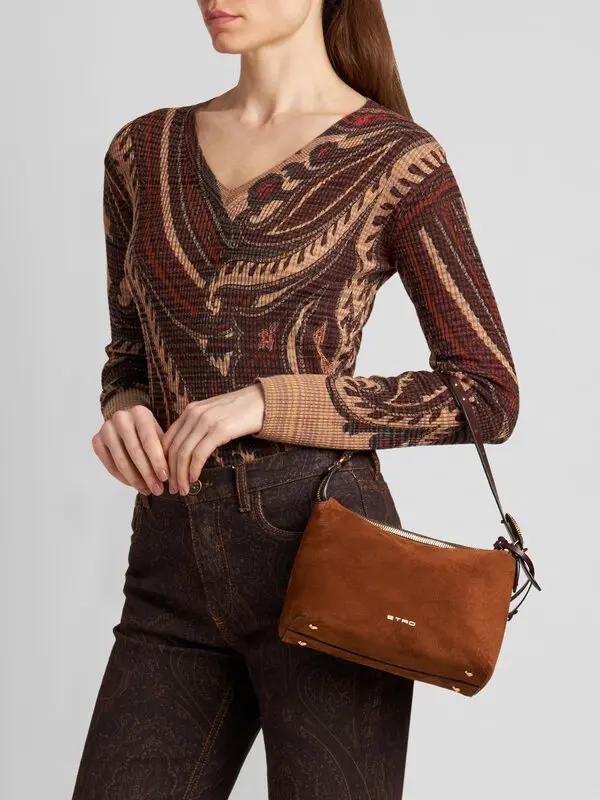 Etro Small Suede Hobo Shoulder Bag
