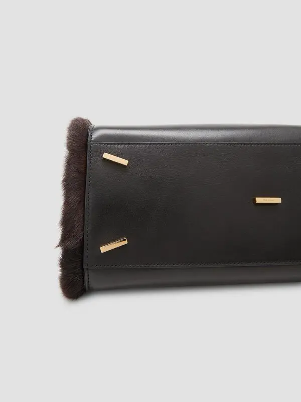 FERRAGAMO Medium Hug Leather & Shearling Tote Bag