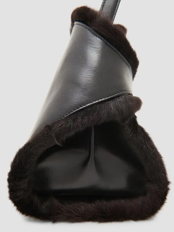 FERRAGAMO Medium Hug Leather & Shearling Tote Bag