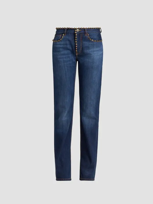Etro Studded Slim Mid-rise Jeans