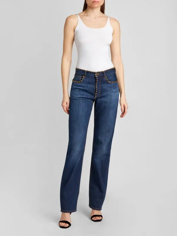 Etro Studded Slim Mid-rise Jeans