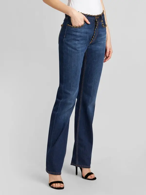 Etro Studded Slim Mid-rise Jeans