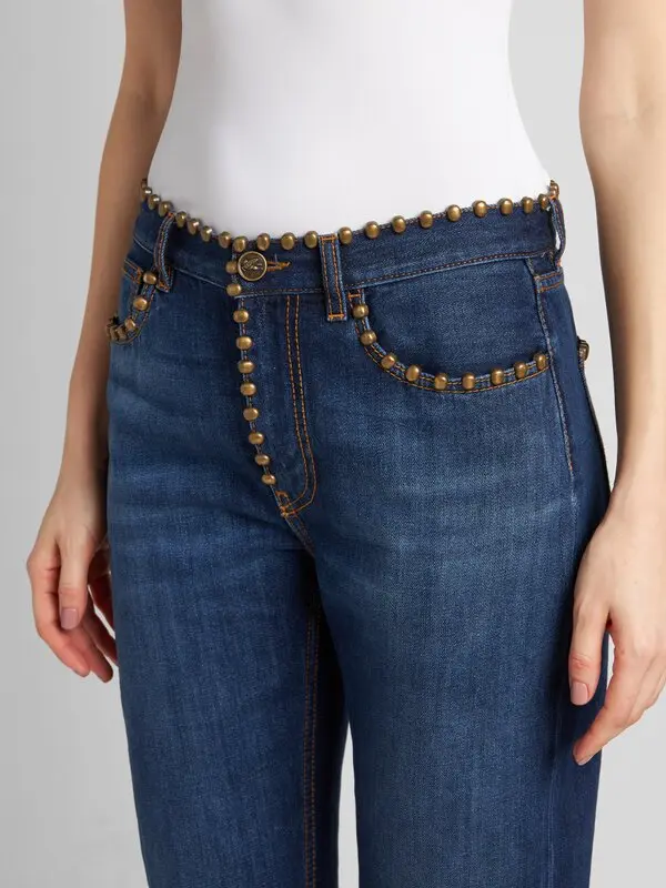 Etro Studded Slim Mid-rise Jeans