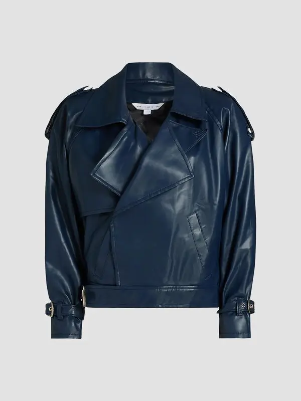 MARIANDREE GAITAN Identity Giorgia Faux Leather Biker Jacket - Blue