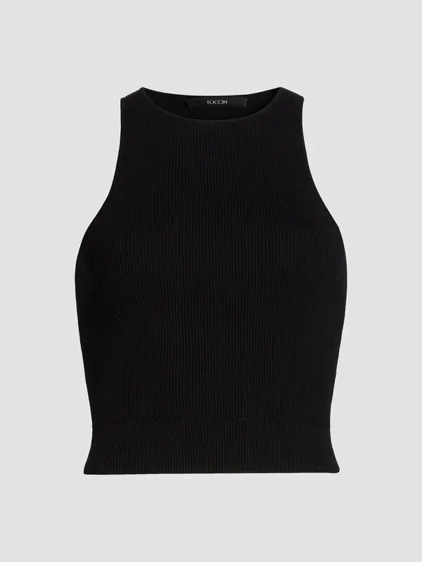 TOCCIN Avery Rib-knit Racer Tank - Jet