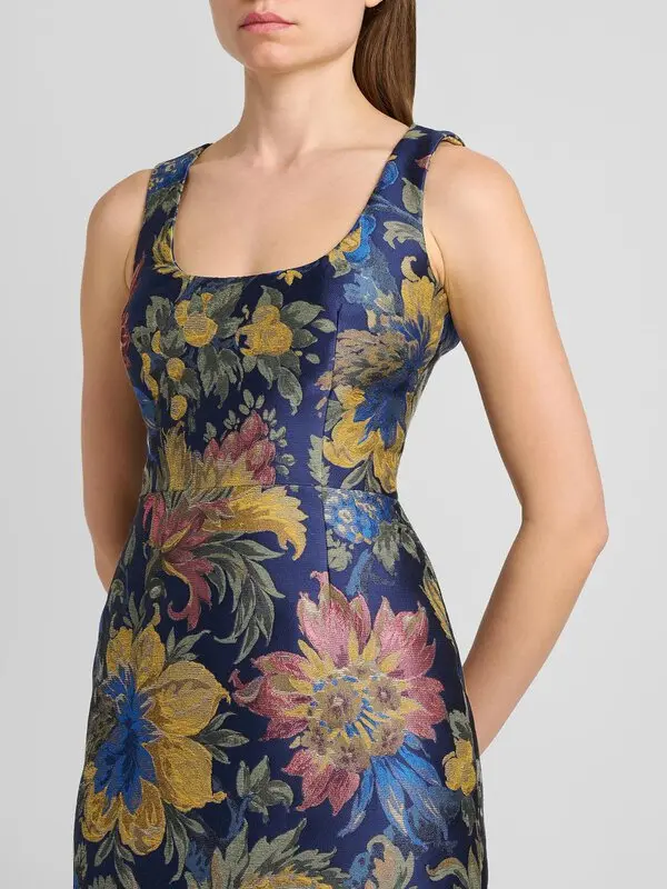 Etro Floral Cotton-blend Sheath Midi Dress