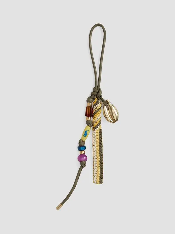 Polo Ralph Lauren Woven Leather & Bead Bag Charm - Basil