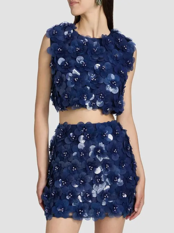 MARIANDREE GAITAN Identity Melanie Floral Appliqué Top