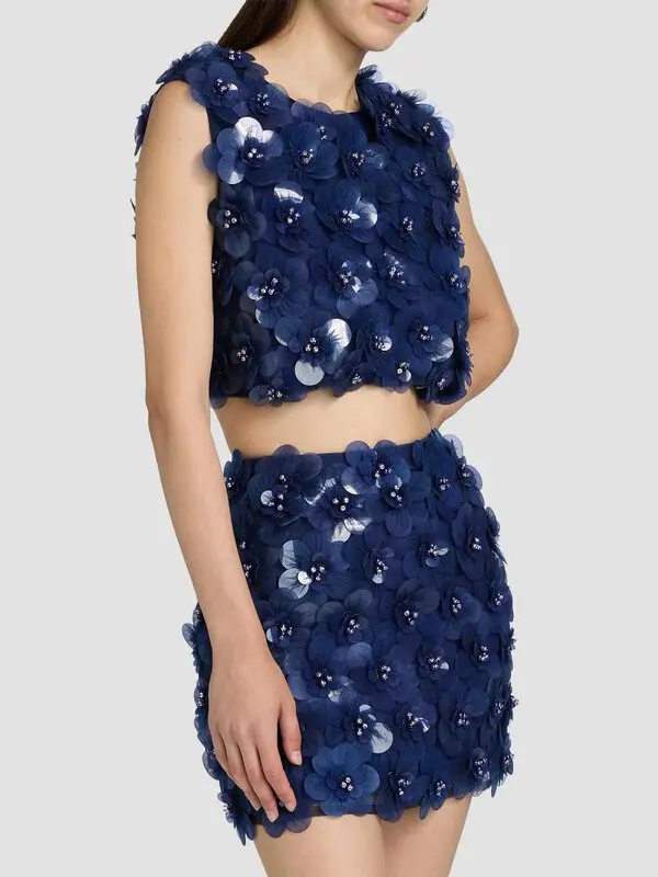 MARIANDREE GAITAN Identity Melanie Floral Appliqué Top