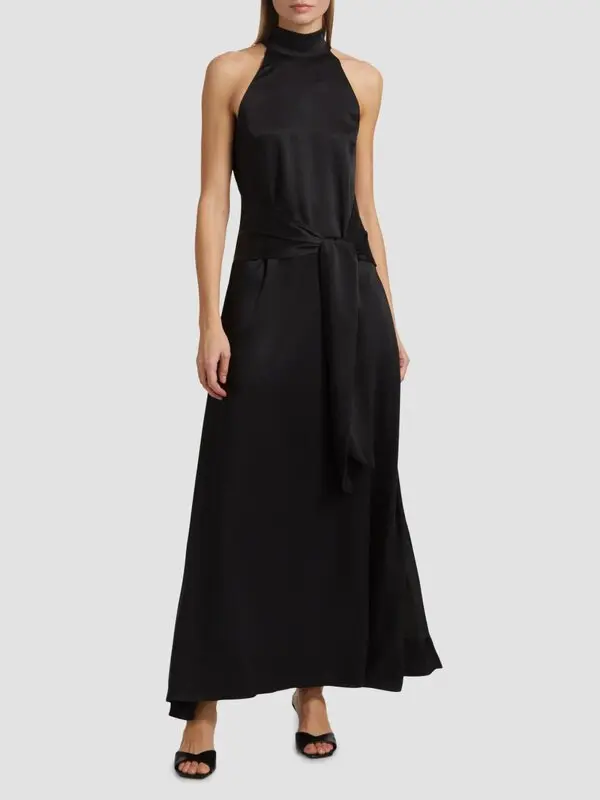 TOCCIN Jocelyn Satin Tie- Front Maxi Dress