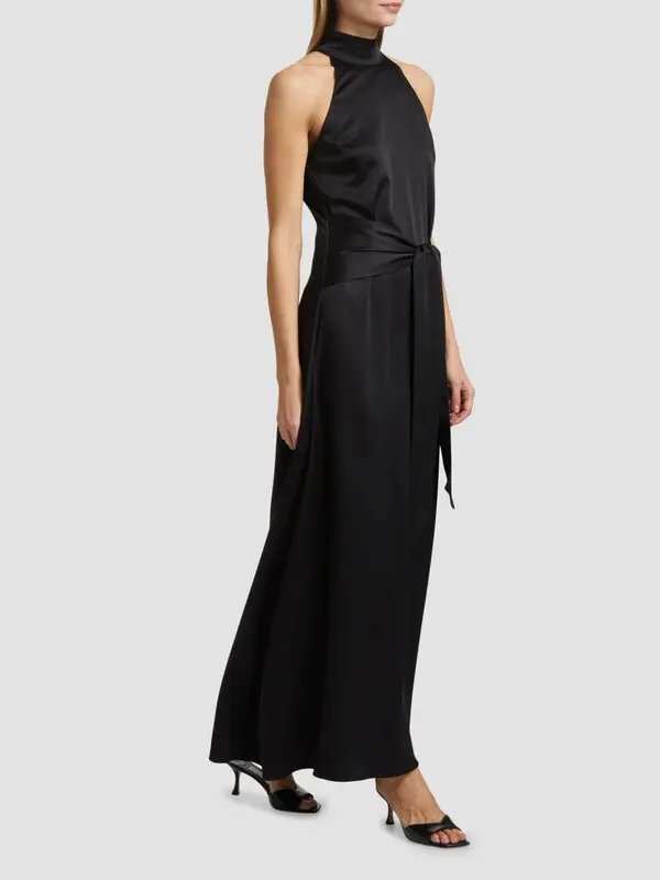 TOCCIN Jocelyn Satin Tie- Front Maxi Dress